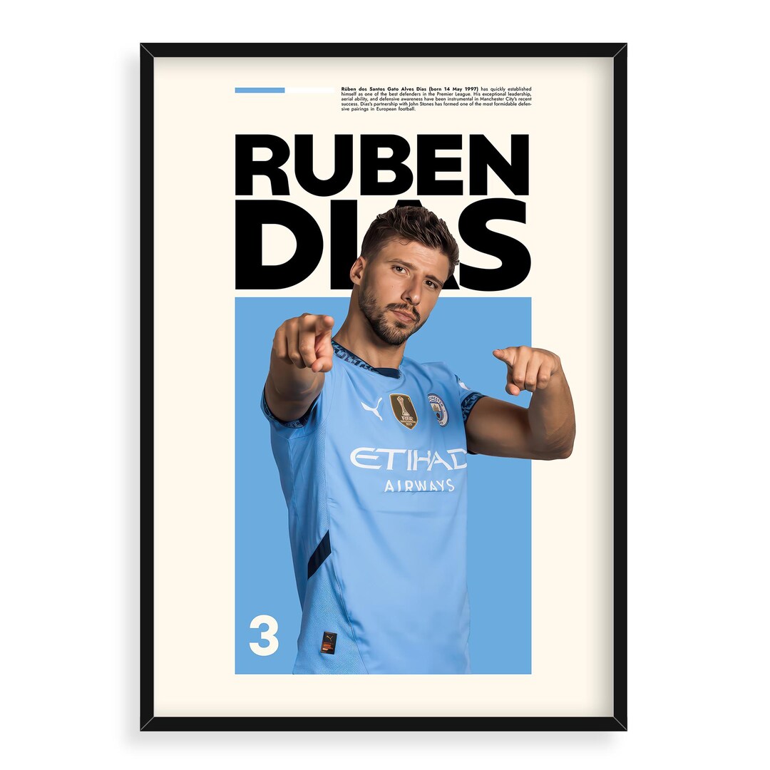 Ruben Dias, Manchester City, Sports Poster, High Resolution, Soccer Fan ...