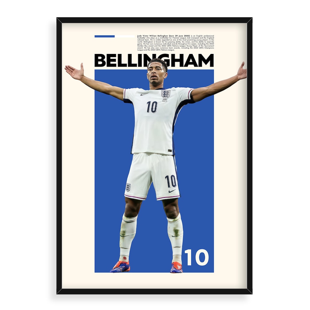 Jude Bellingham, England, Sports Poster, High Resolution, Soccer Fan ...
