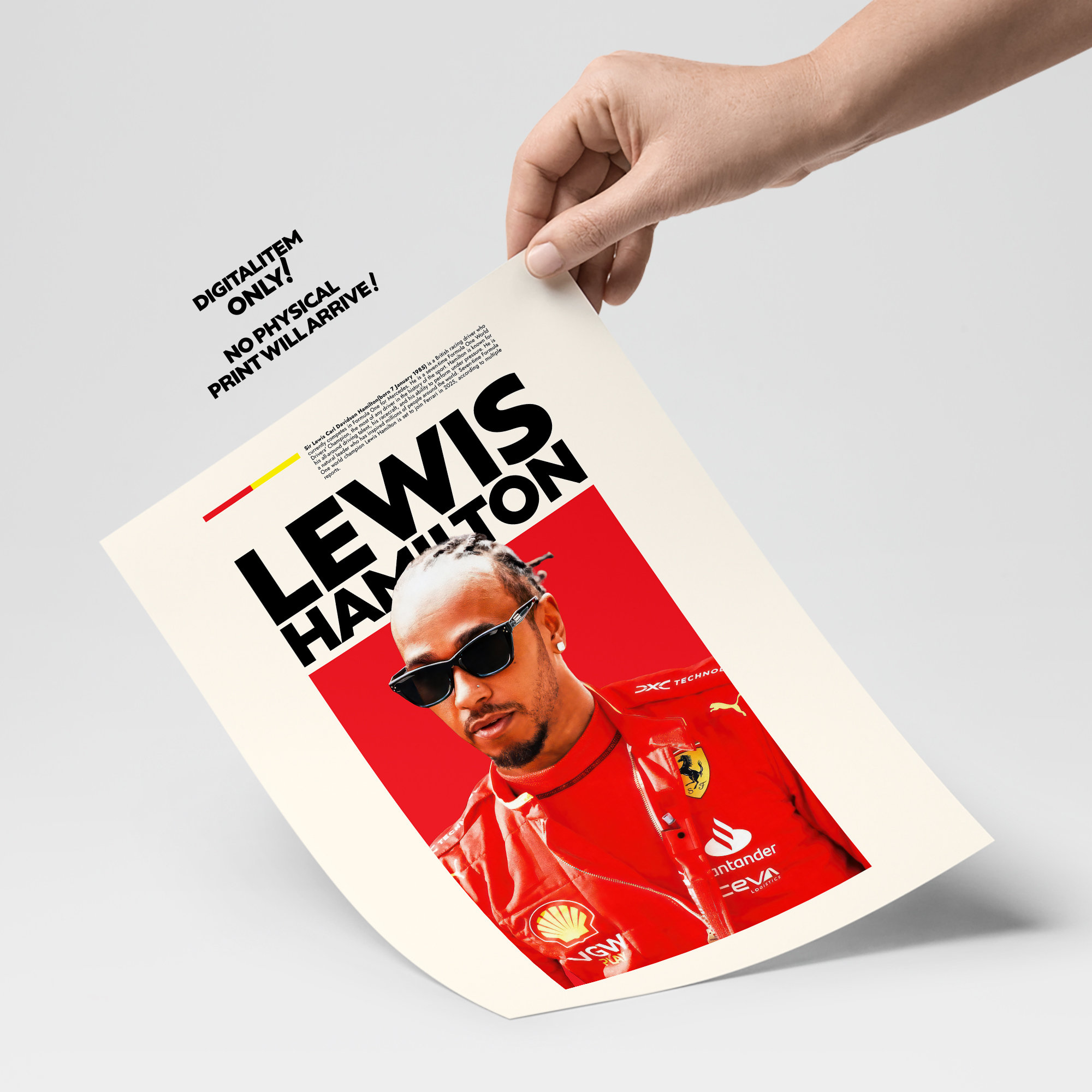 Lewis Hamilton, Ferrari, Sports Poster, High Resolution, F1 Fan Gift ...