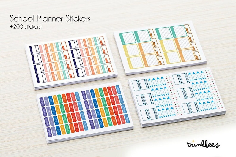 School Planner Stickers. 4 Sheets/+200 Stickers to Organize Your School ...