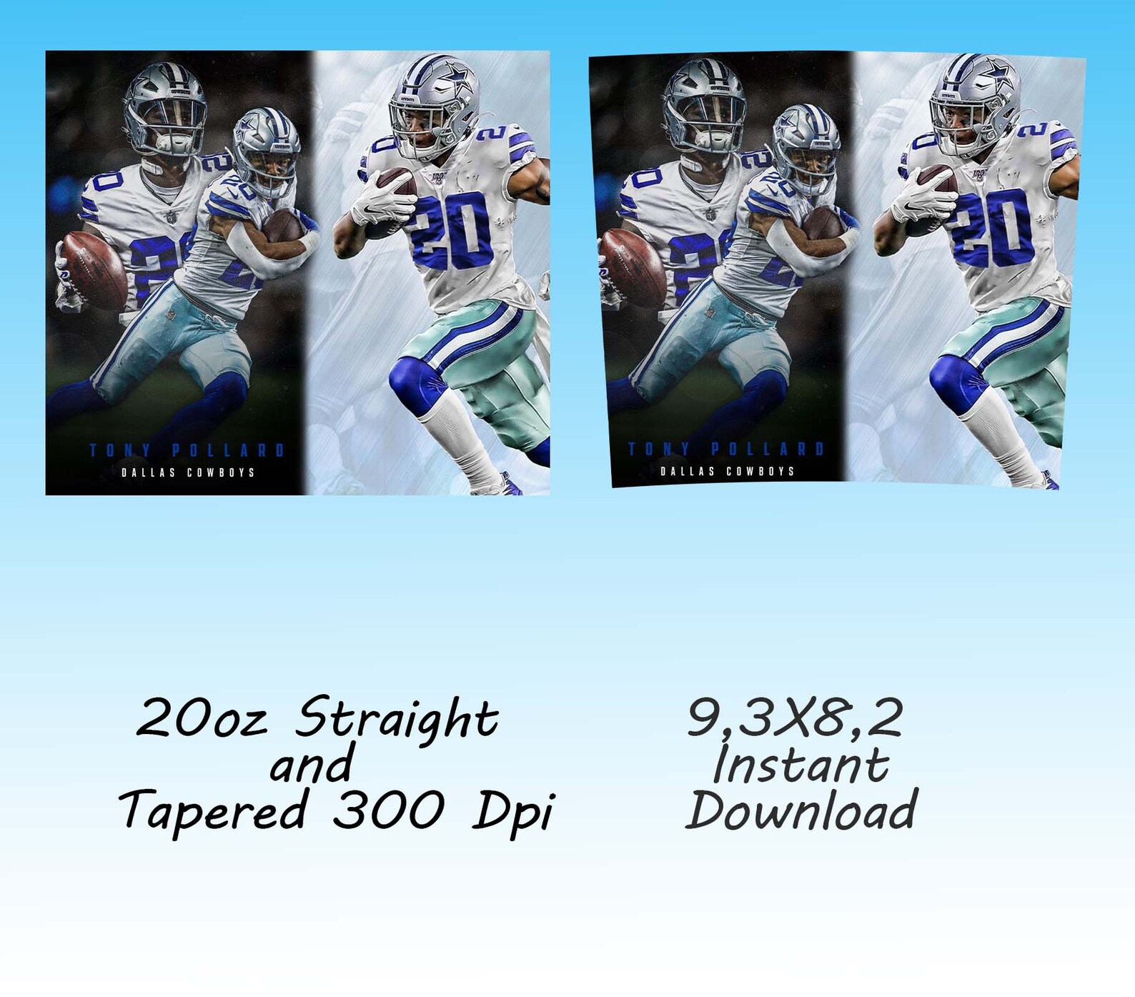 Tony Pollard Tumbler 20 Oz Skinny Stitch Tumbler Sublimation Designs ...