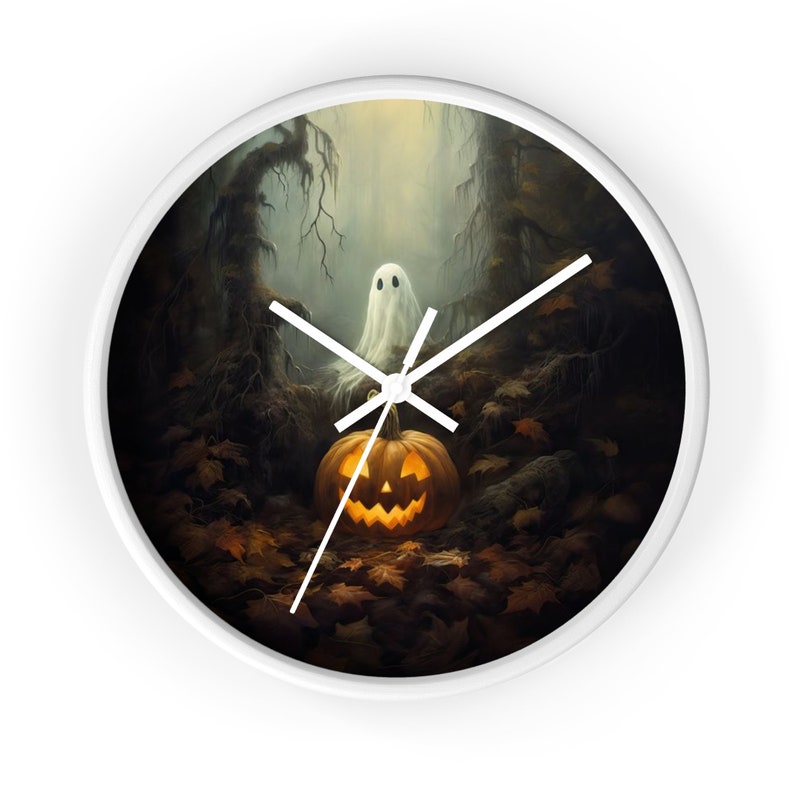 Spooky Ghost Pumpkin Wall Clock Halloween Decor - Etsy