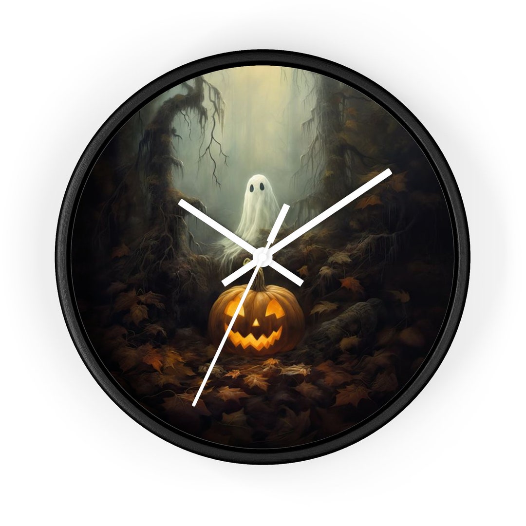 Spooky Ghost Pumpkin Wall Clock Halloween Decor - Etsy
