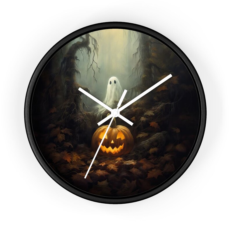 Spooky Ghost Pumpkin Wall Clock Halloween Decor - Etsy