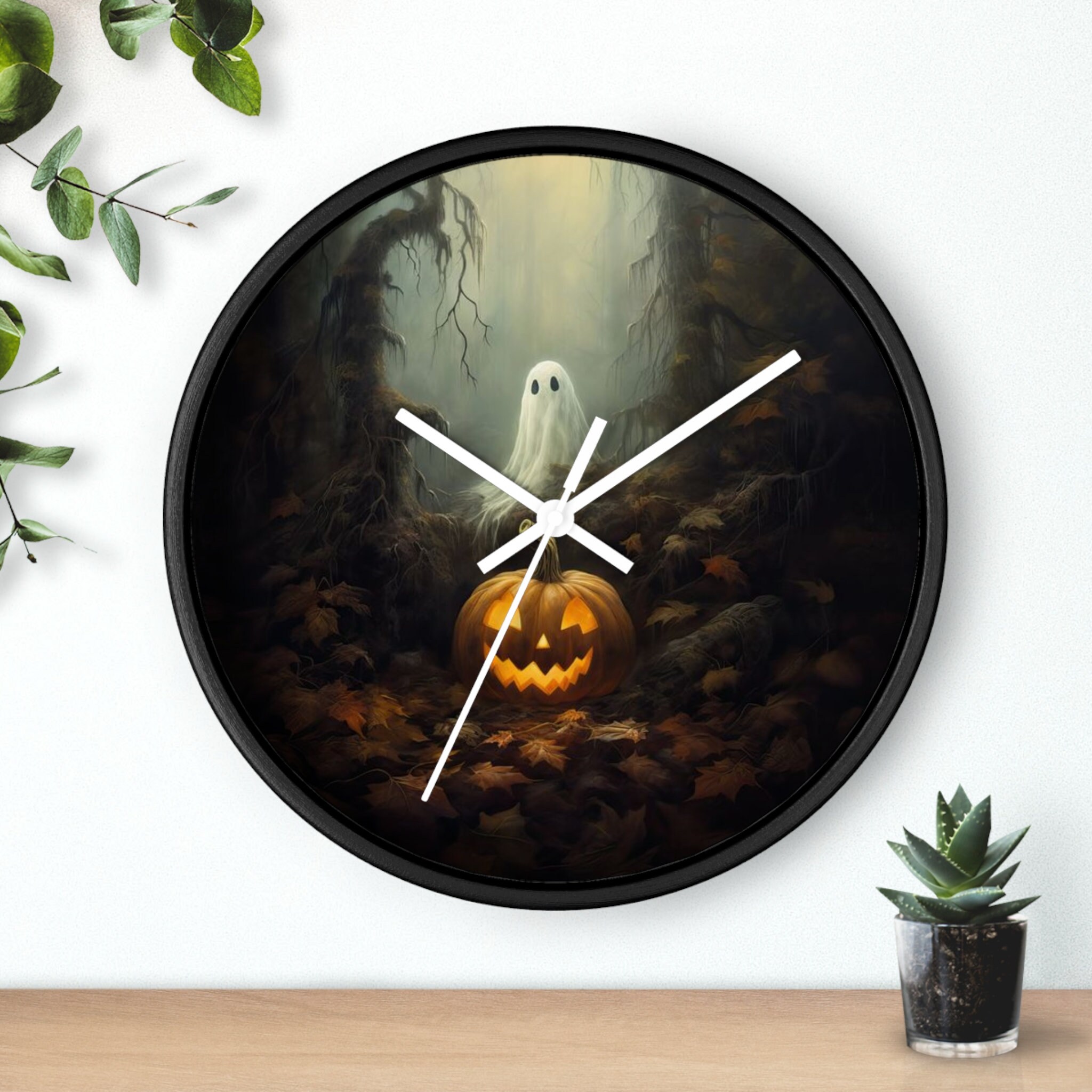 Spooky Ghost Pumpkin Wall Clock Halloween Decor - Etsy