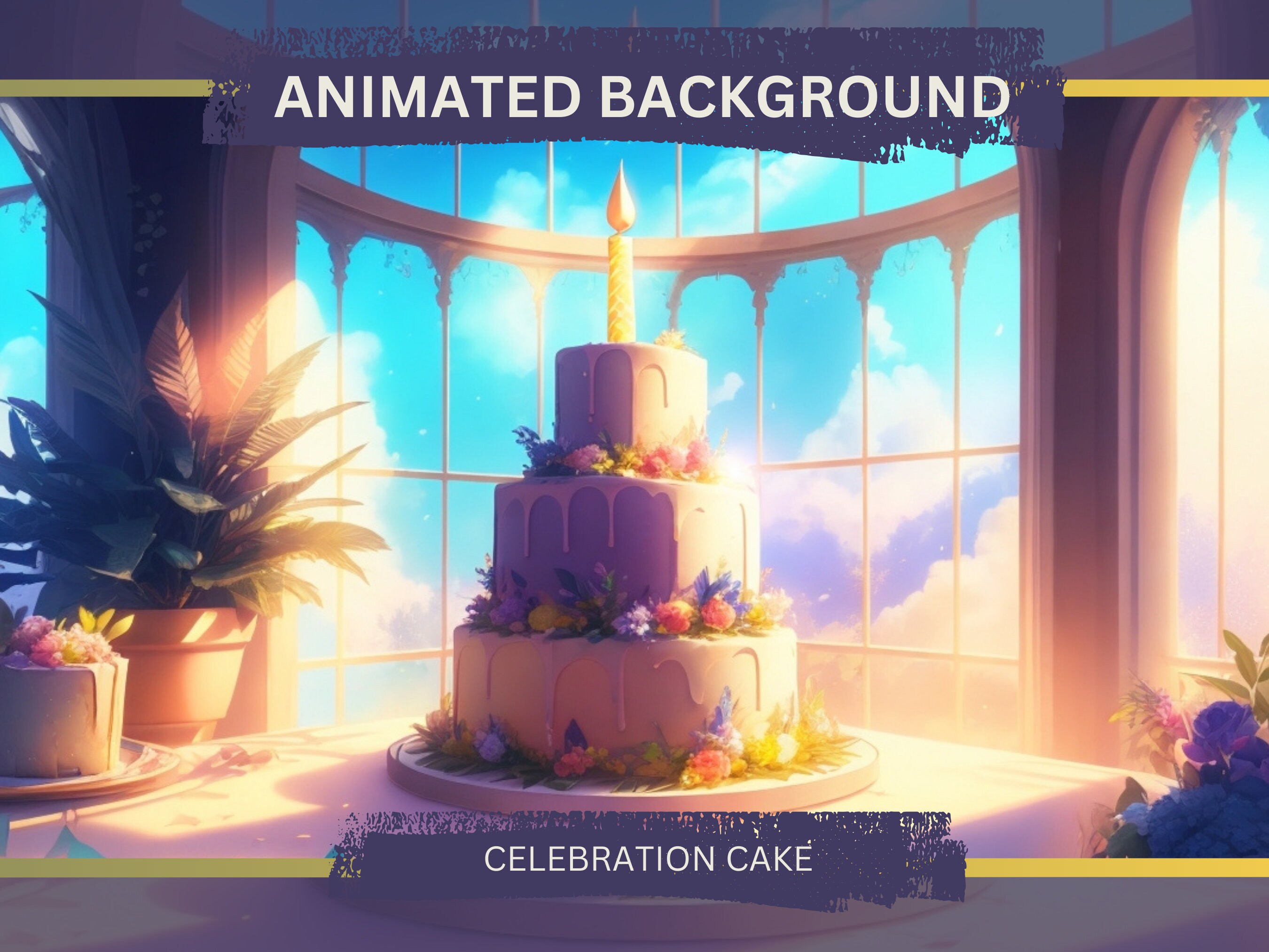Celebration Cake Animated Background, Vtuber and Twitch Background ...