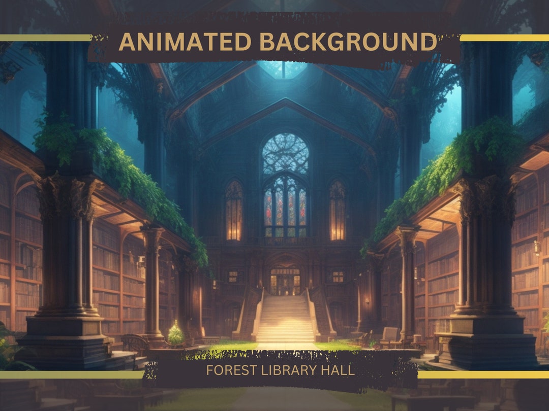 Forest Library Hall Animated Background, Vtuber and Twitch Background ...