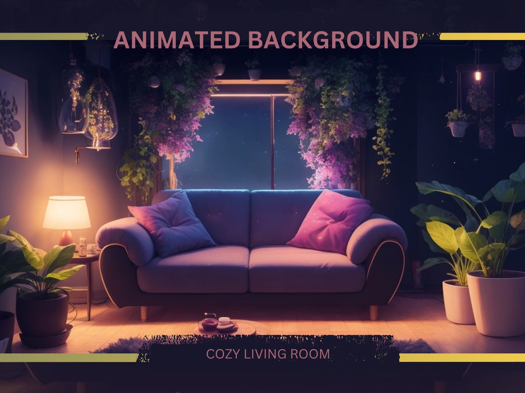 Cozy Living Room Animated Background, Vtuber and Twitch Background ...