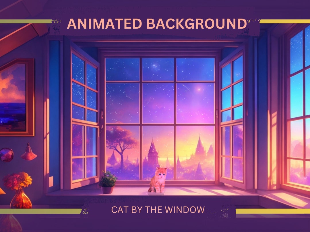 Cat by Window Animated Background, Vtuber and Twitch Background, Loop ...