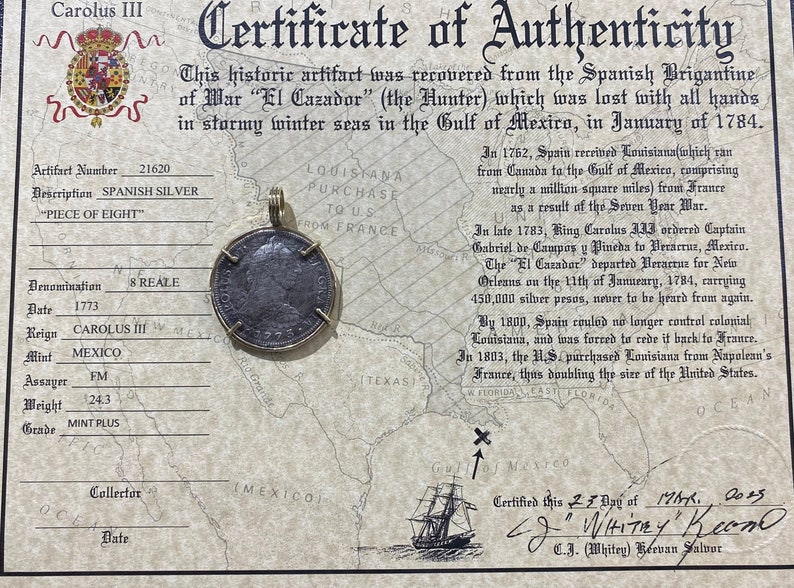 8 Reale Mexico City Mint PLUS Gold Bezel Piece of Eight Treasure Coin ...