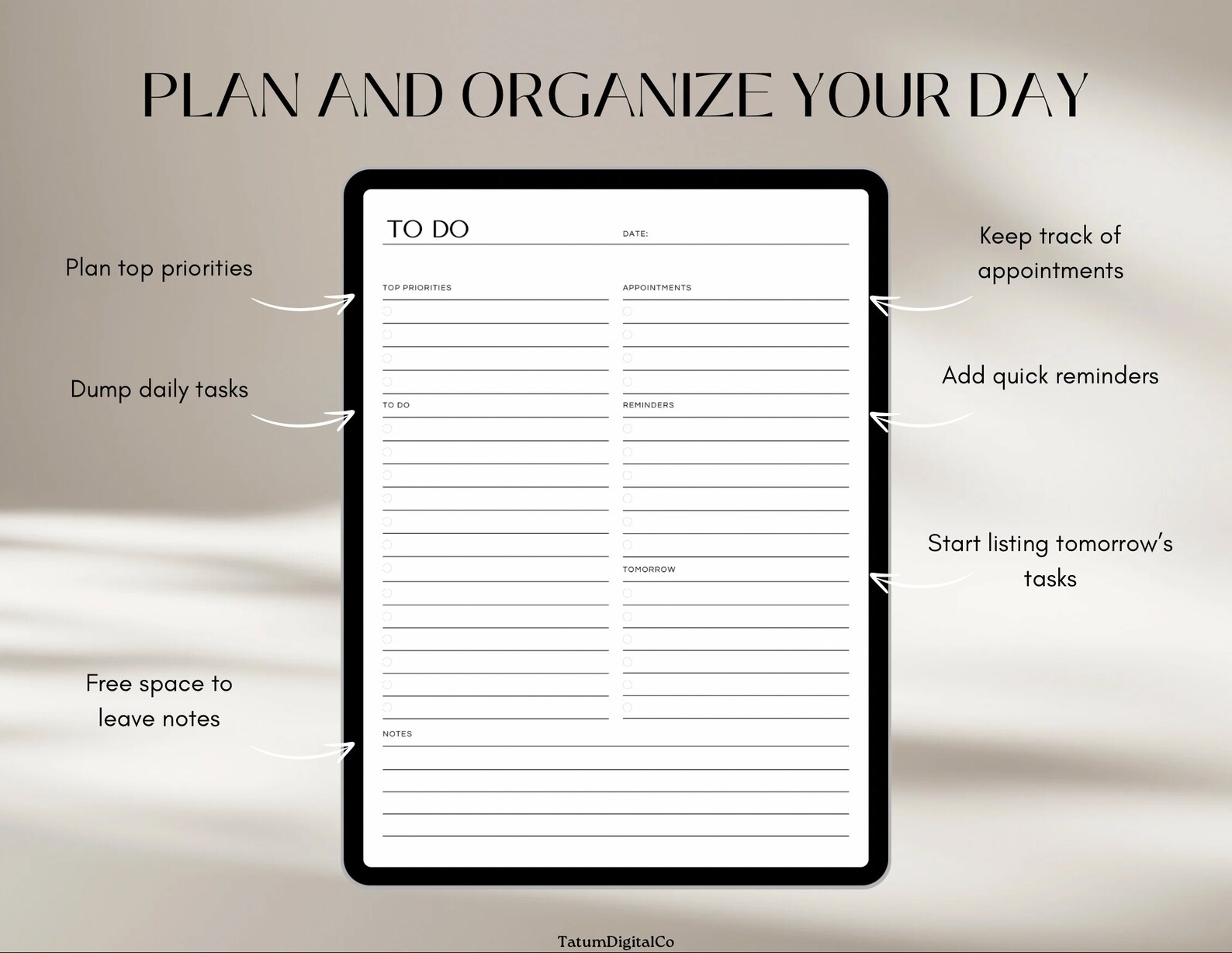 Digital to Do List, Daily to Do List, Daily Checklist, Goodnotes to Do ...