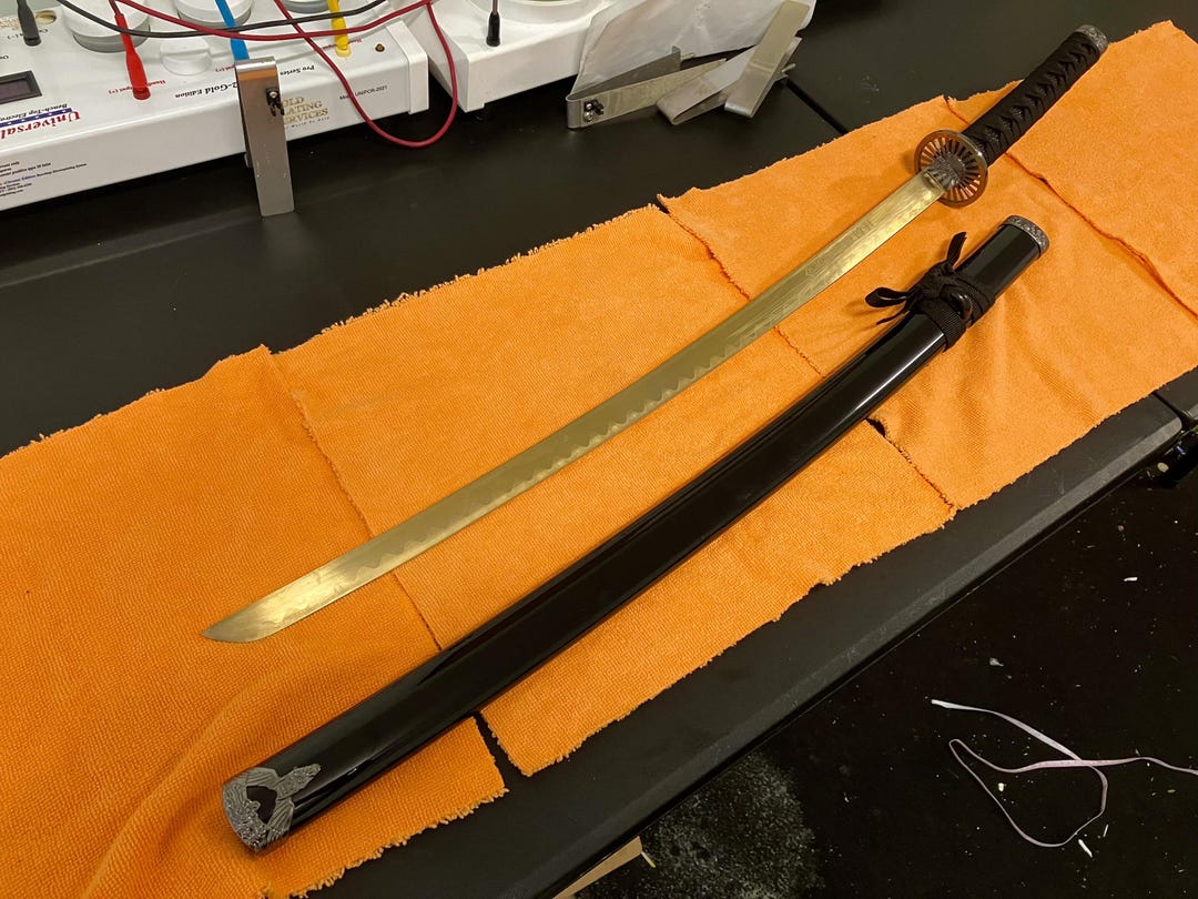 Authentic 24K Gold Plated Black Katana 38'' Handforged (READ ...