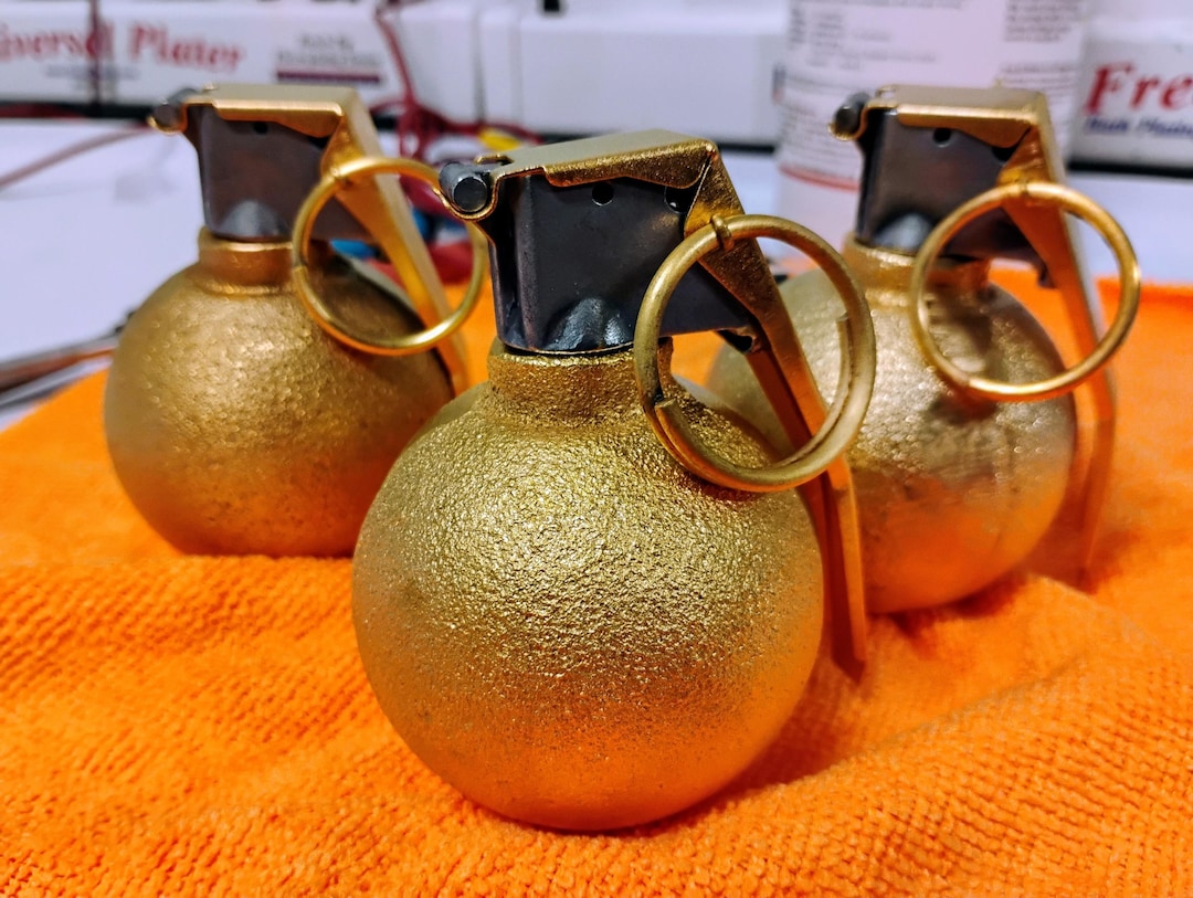 24K Gold Plated Grenade - Antique War Era Baseball Grenade, Plated in ...