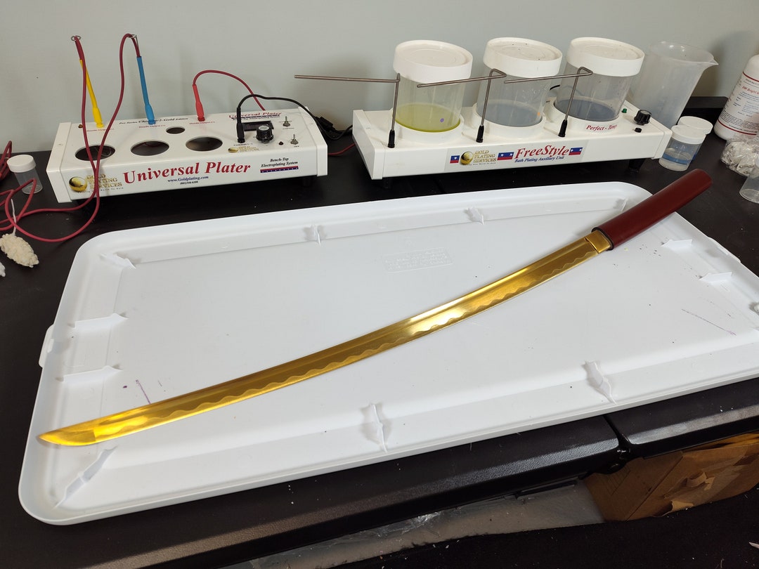 24K Gold Plated RED Shirasaya Katana, 40'' Handforged and Sharpened - Etsy