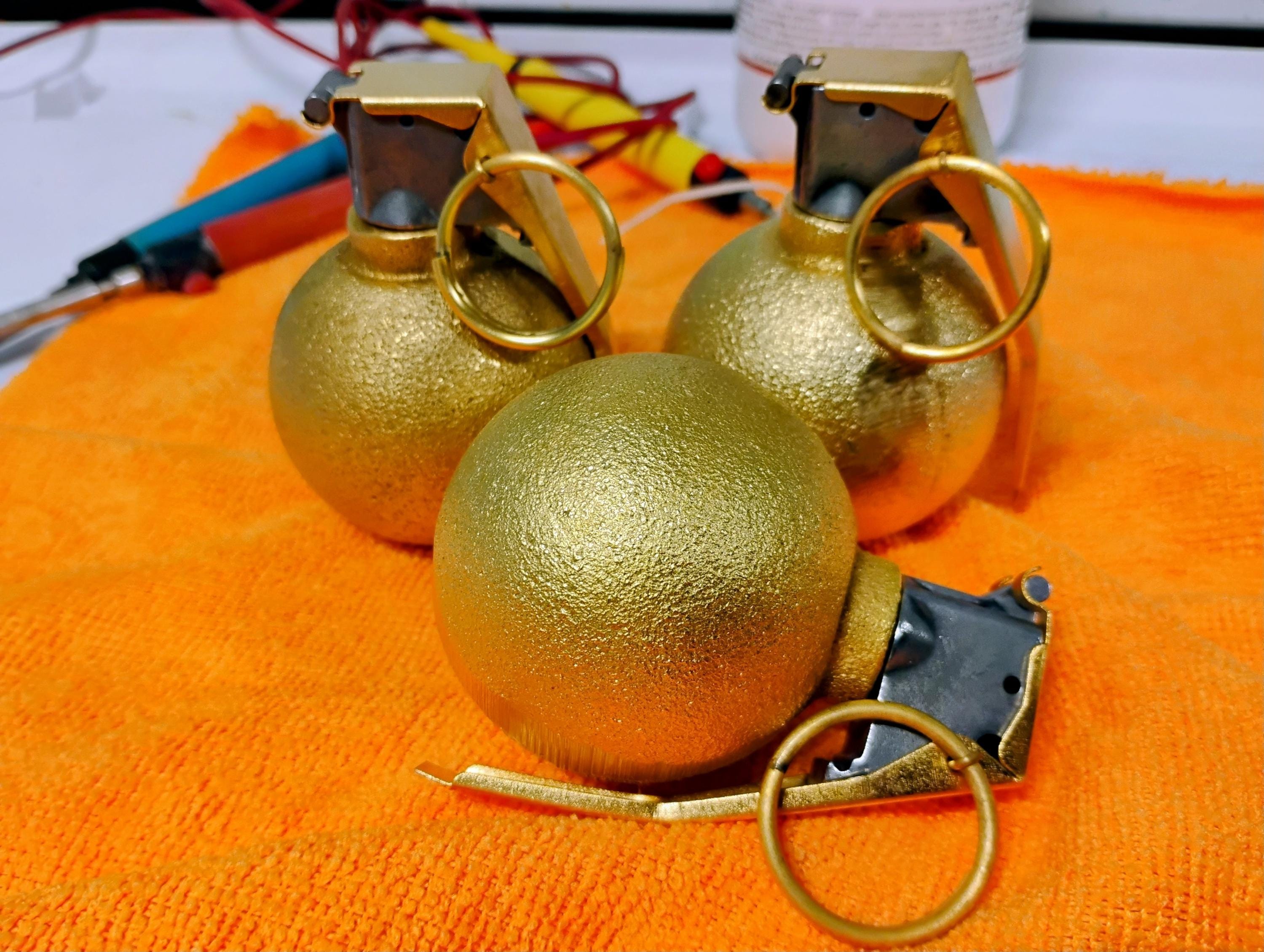 24K Gold Plated Grenade - Antique War Era Baseball Grenade, Plated in ...