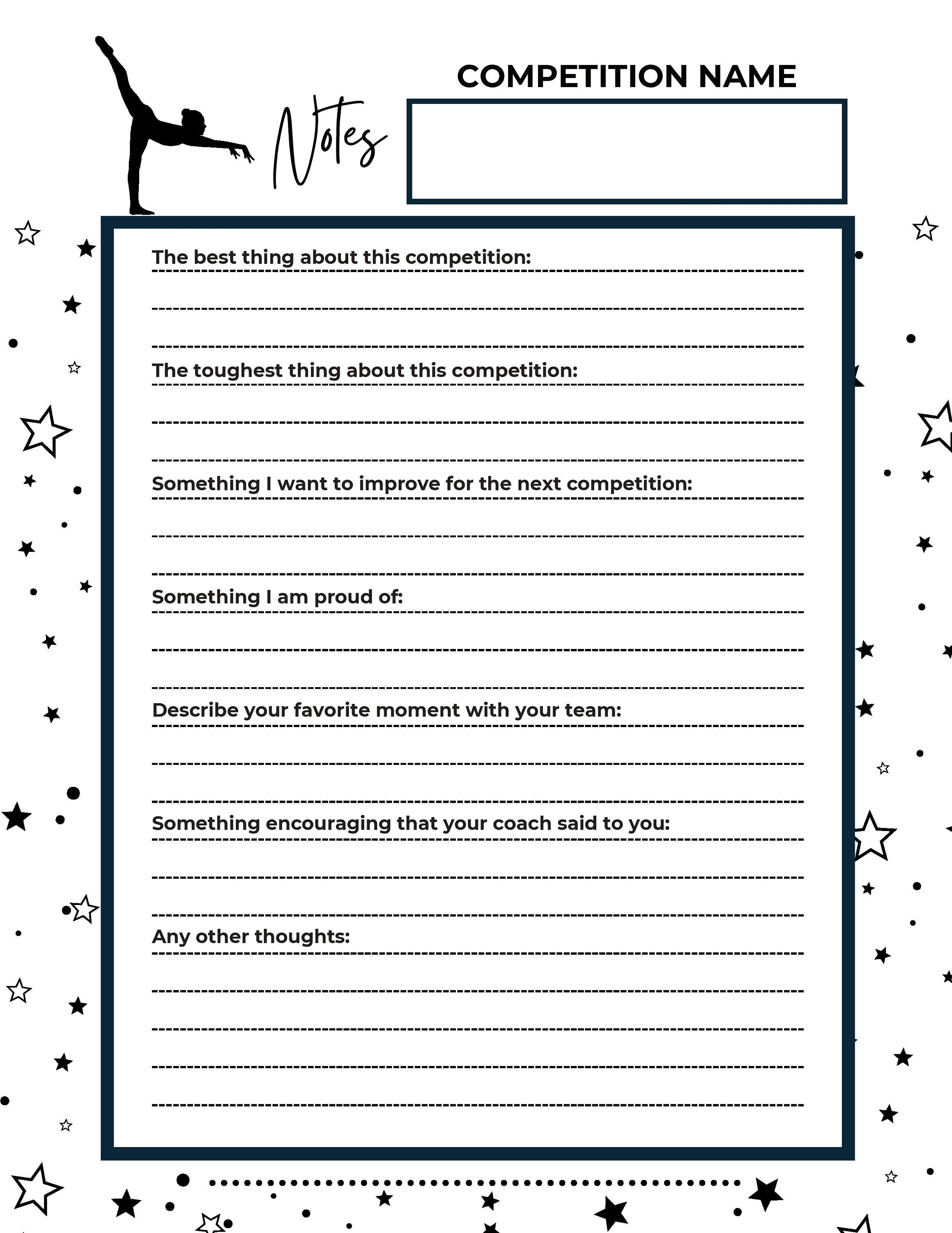 Gymnastics Competition Planner 10 Page Printable Bundle - Etsy