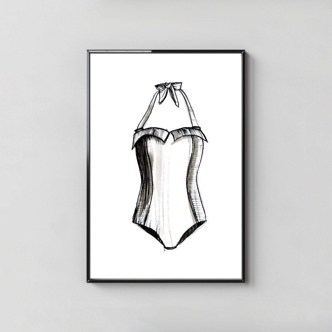 Swim Suit Print, Swim Suit Printable Art, Fashion Print, Fashion ...