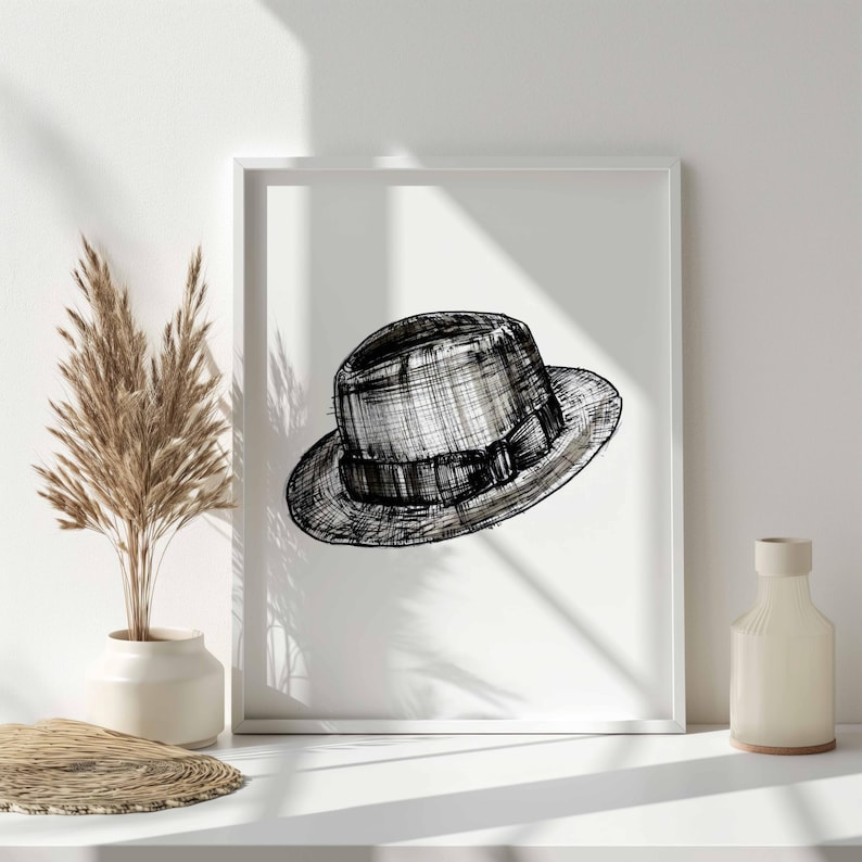 Fedora Hat Wall Art, Fedora Printable Art, Fashion Print, Fashion ...