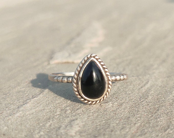 Natürlicher Schwarzer Onyx Ring - Handgemachter Edelstein Ring ...
