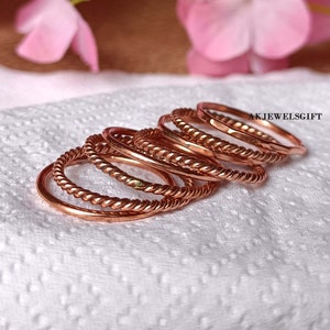 Copper Set of 8 Stacking Ring - Copper Stacking Rings - Simple Copper ...