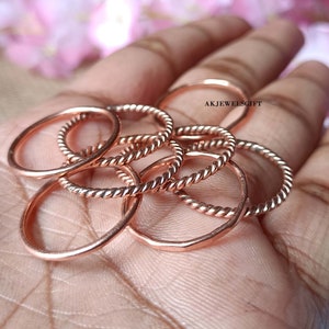 Copper Set of 8 Stacking Ring - Copper Stacking Rings - Simple Copper ...