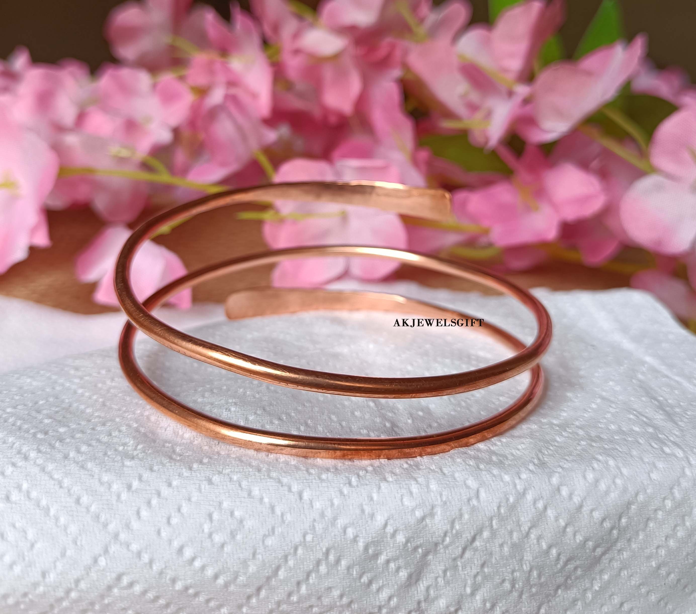 Hammered Copper Bracelet Pure Copper Bangle Bracelet Solid Copper ...