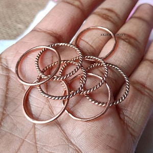 Copper Set of 8 Stacking Ring - Copper Stacking Rings - Simple Copper Hammered and Twist Bands ...
