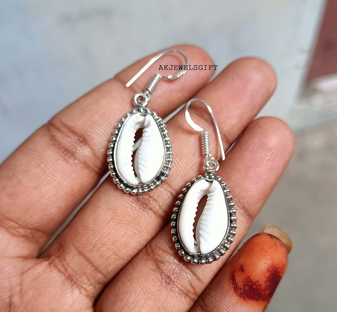 Cowrie Shell Earring, African Cowry Sterling Silver Earring, Money ...