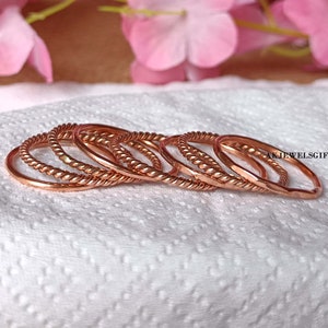 Copper Set of 8 Stacking Ring - Copper Stacking Rings - Simple Copper Hammered and Twist Bands ...