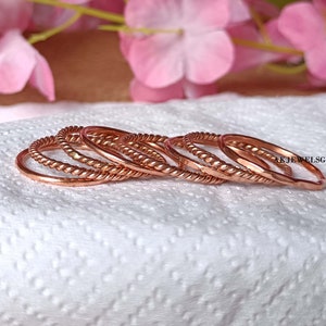 Copper Set of 8 Stacking Ring - Copper Stacking Rings - Simple Copper Hammered and Twist Bands ...