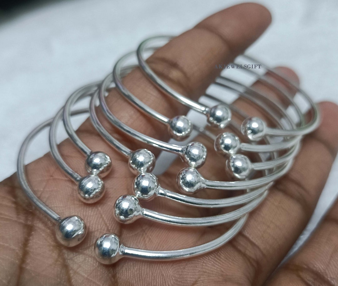 7 Set Bangles, Sterling Silver Bangles, Thick West Indian Bangles, Set ...