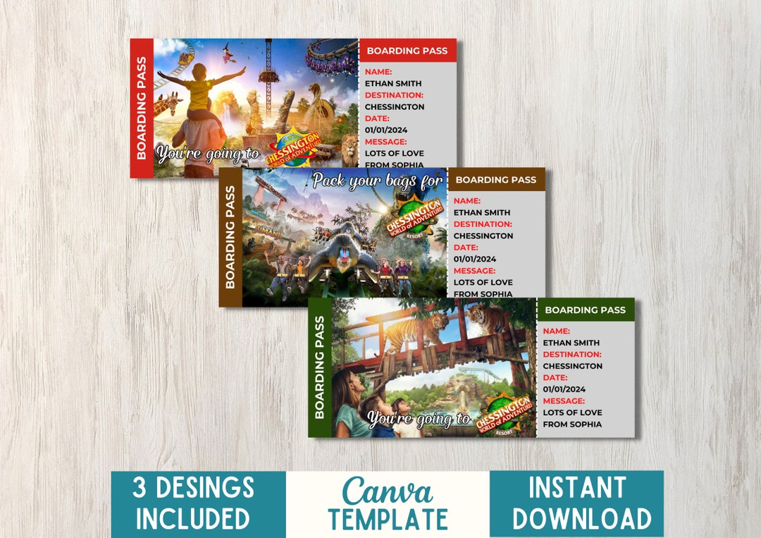 Editable Chessington Surprise Ticket Template Printable - Etsy