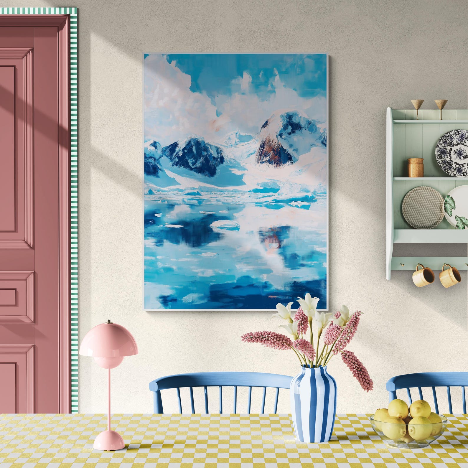 Arctic Landscape Wall Art | Minimalist Frozen Lake & Snowy Mountain ...