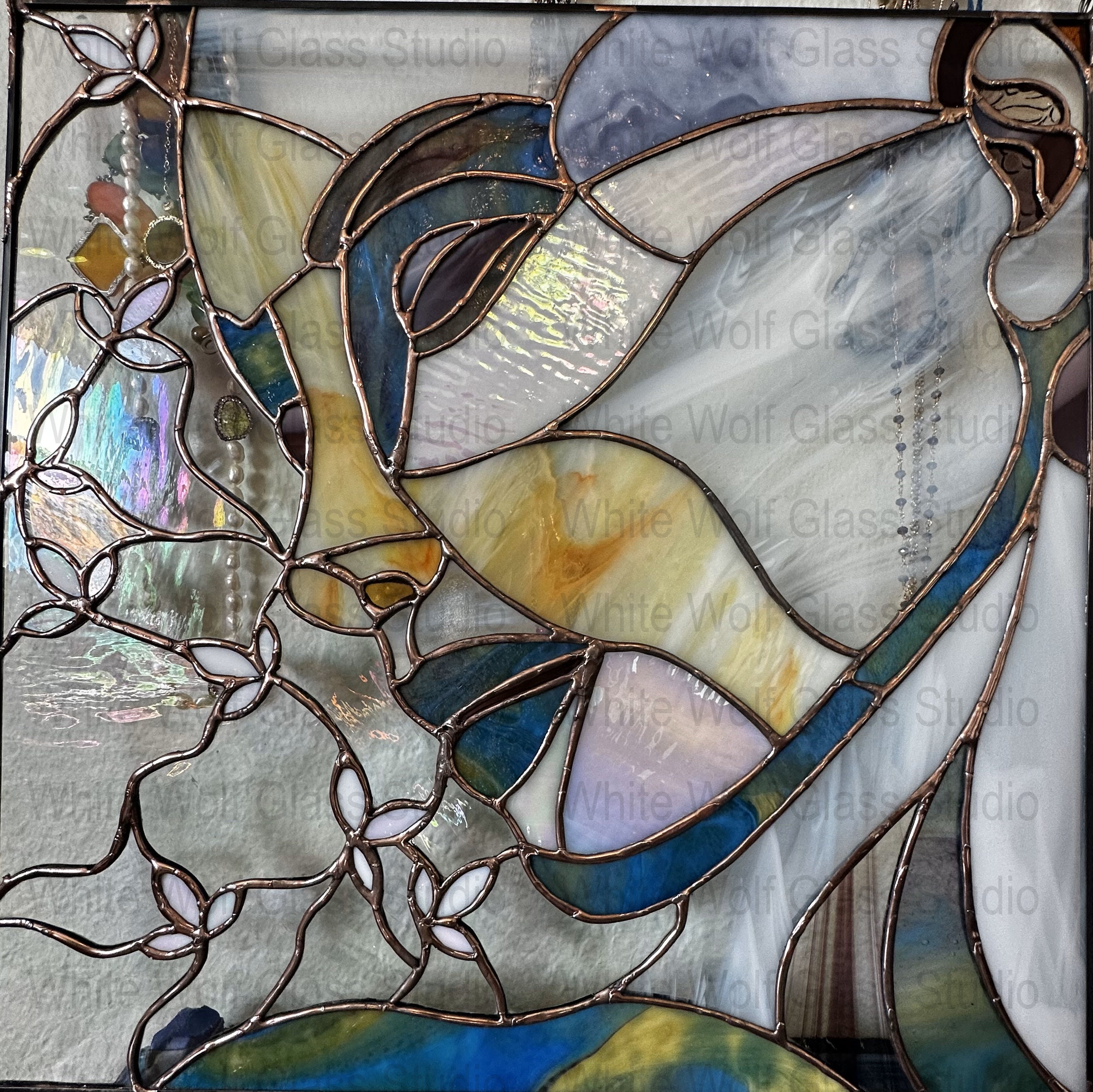Abstract Stained Glass Panel, Modern Art Glass Window Decor ...
