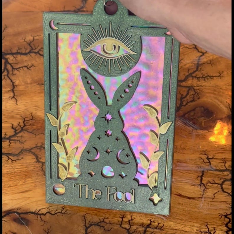 Hand Painted Wood "the Fool" Tarot Ornament – Iridescent Glass, Yule ...