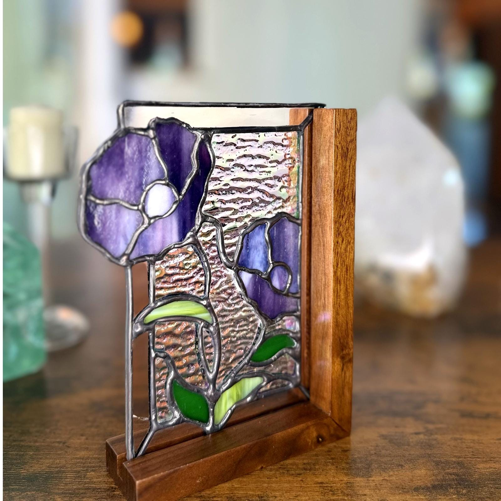 Floral Stained Glass Bookends – Pink / Purple Poppy Design - Etsy