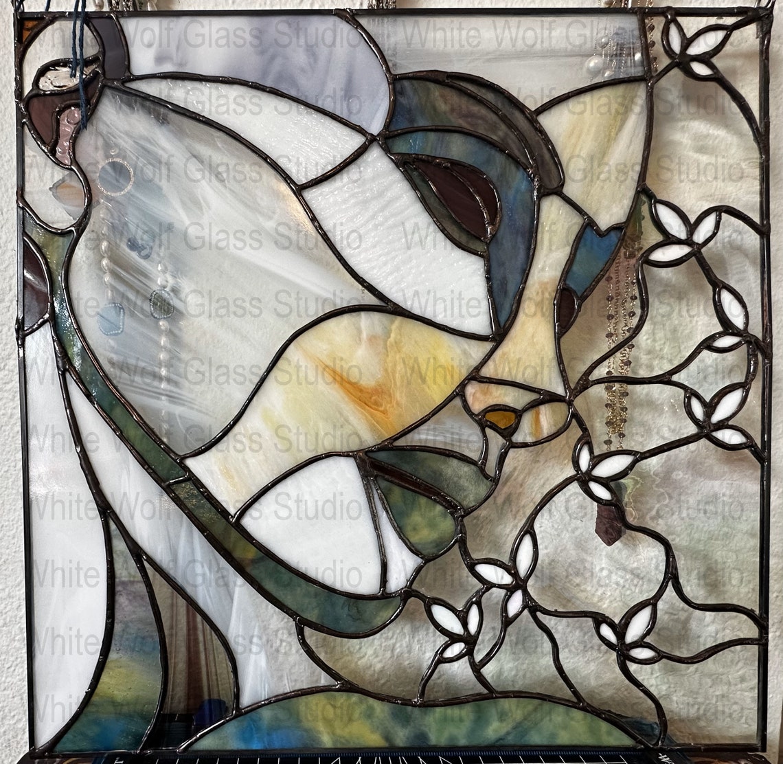 Abstract Stained Glass Panel, Modern Art Glass Window Decor ...