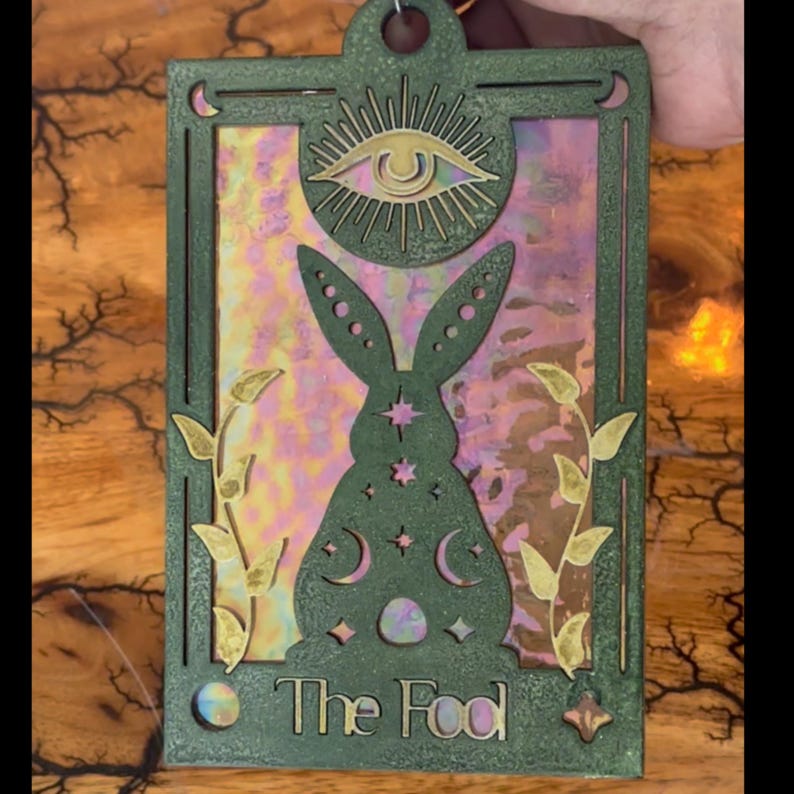 Hand Painted Wood "the Fool" Tarot Ornament – Iridescent Glass, Yule ...