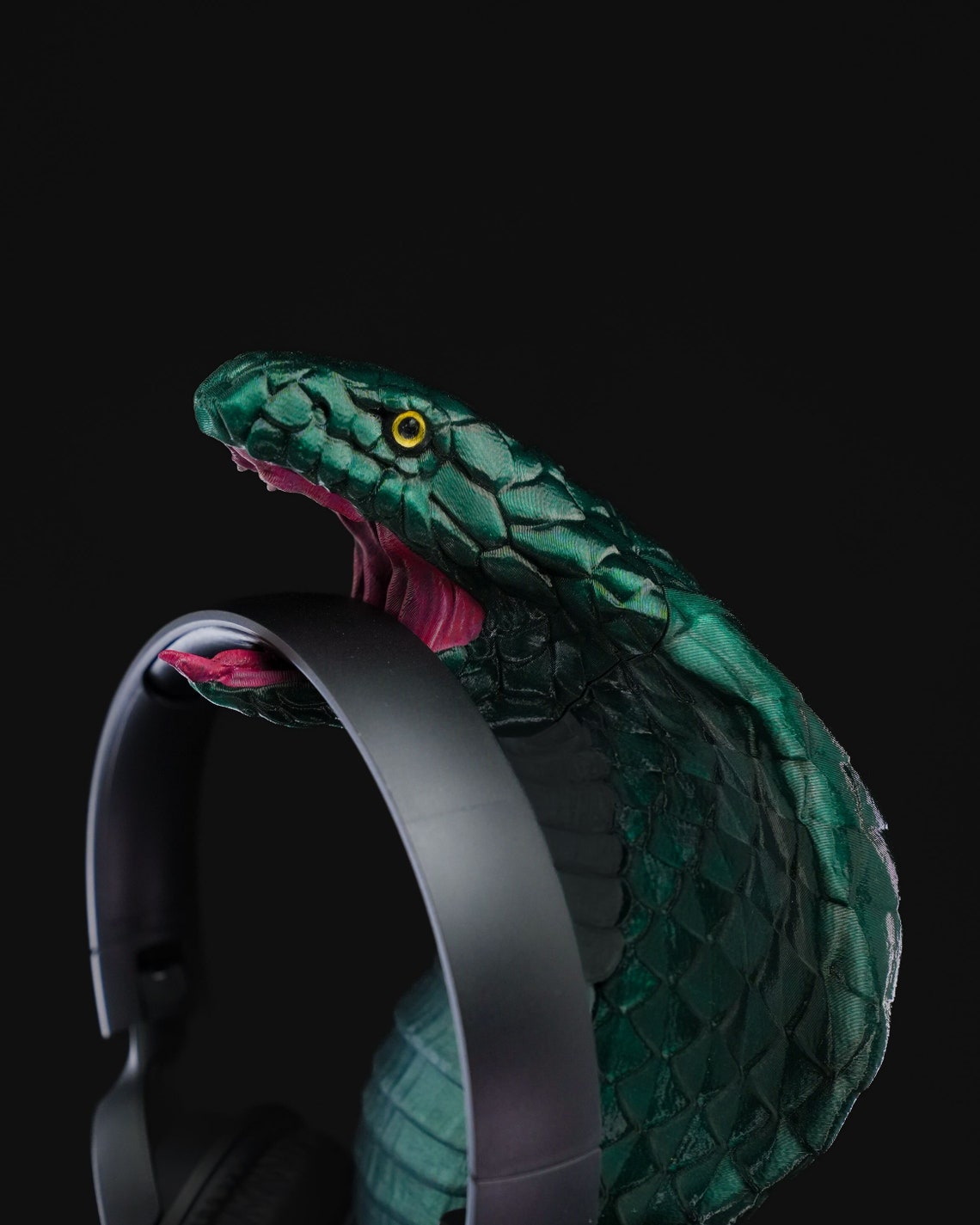 King Cobra Headphone Holder, 3d Printed Snake Headset Stand, Aesthetic ...