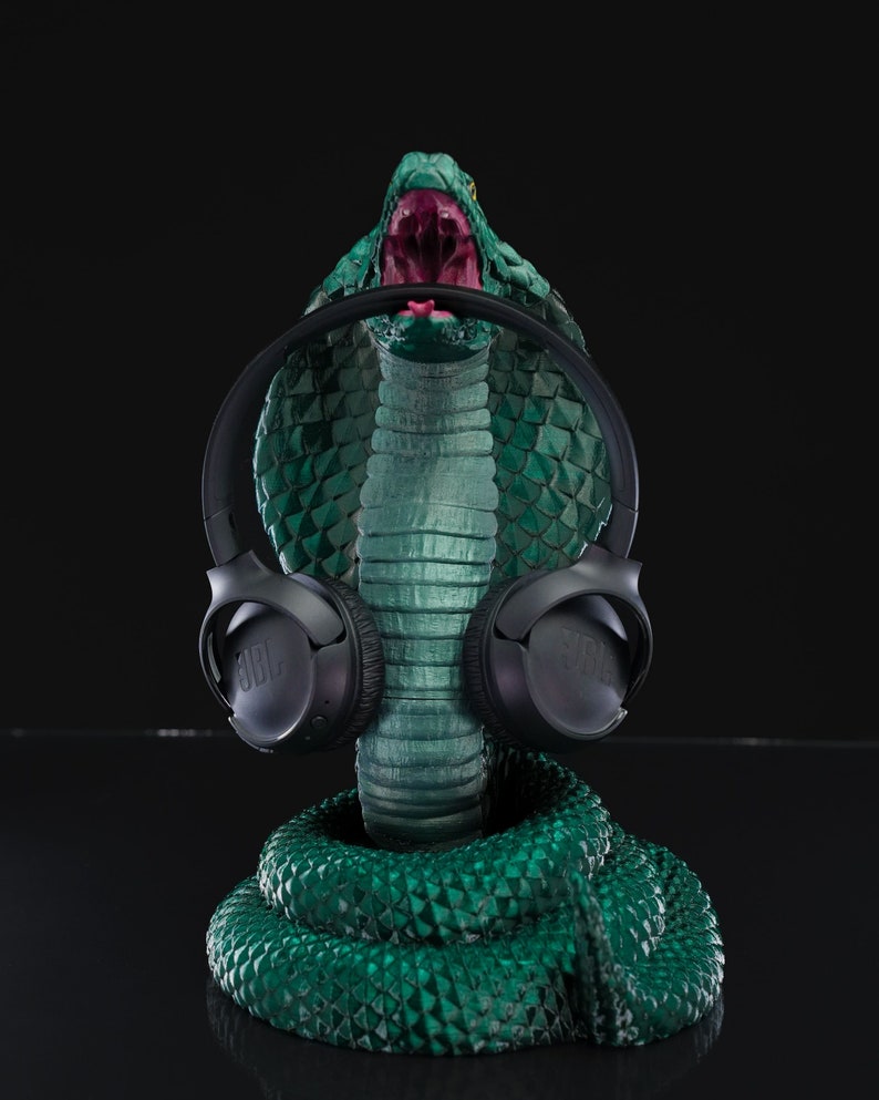 King Cobra Headphone Holder, 3d Printed Snake Headset Stand, Aesthetic ...