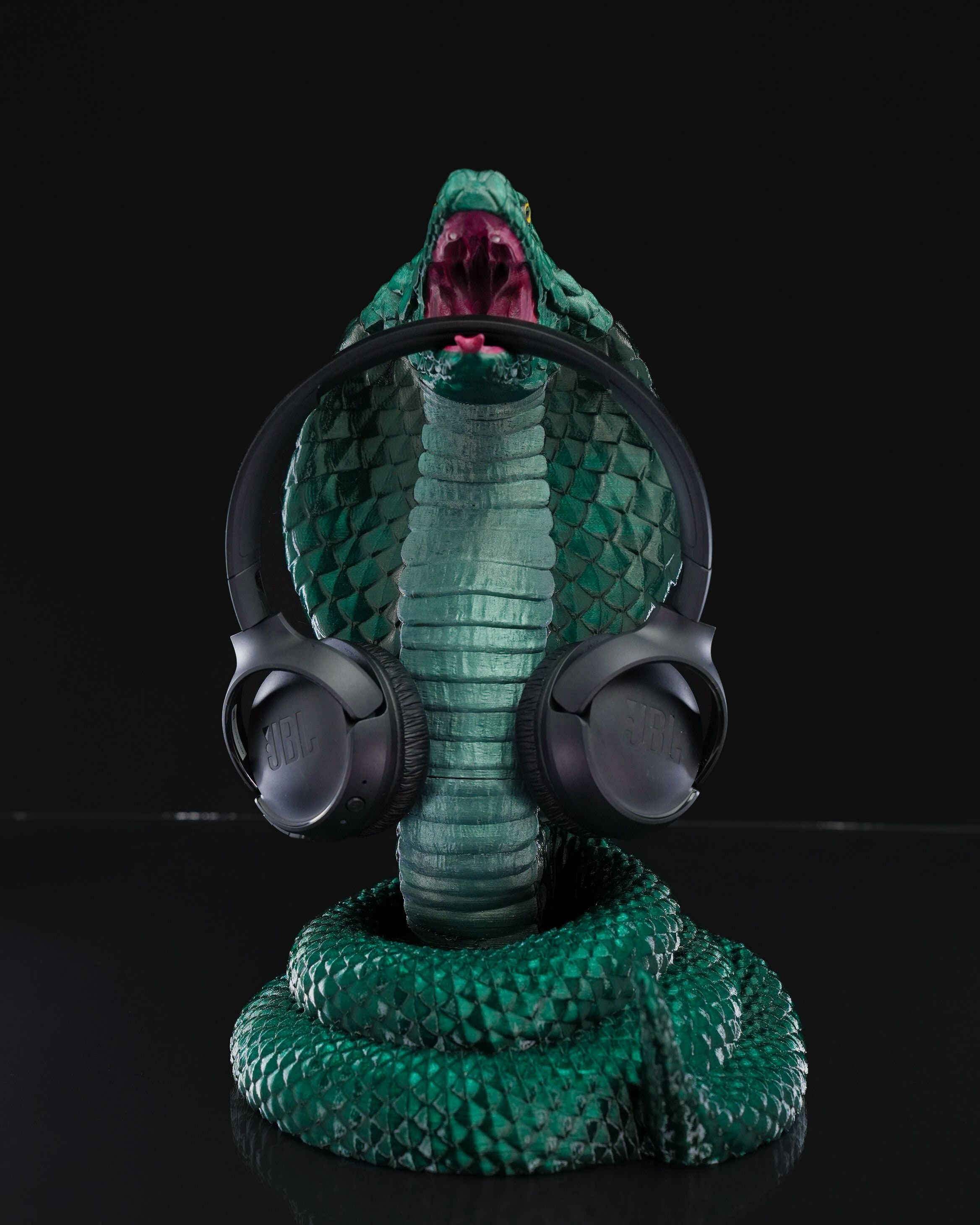 King Cobra Headphone Holder, 3d Printed Snake Headset Stand, Aesthetic ...