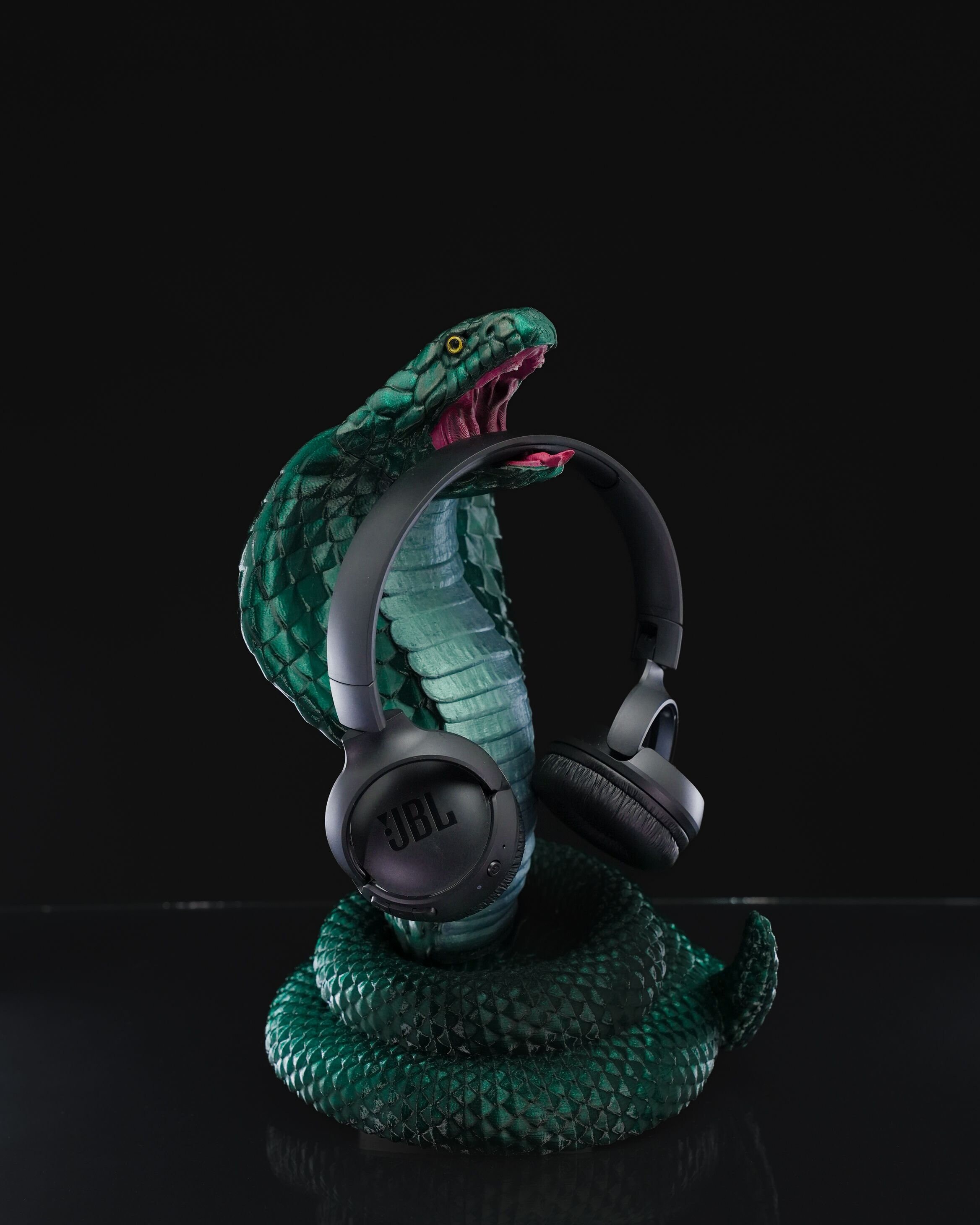 King Cobra Headphone Holder, 3d Printed Snake Headset Stand, Aesthetic ...