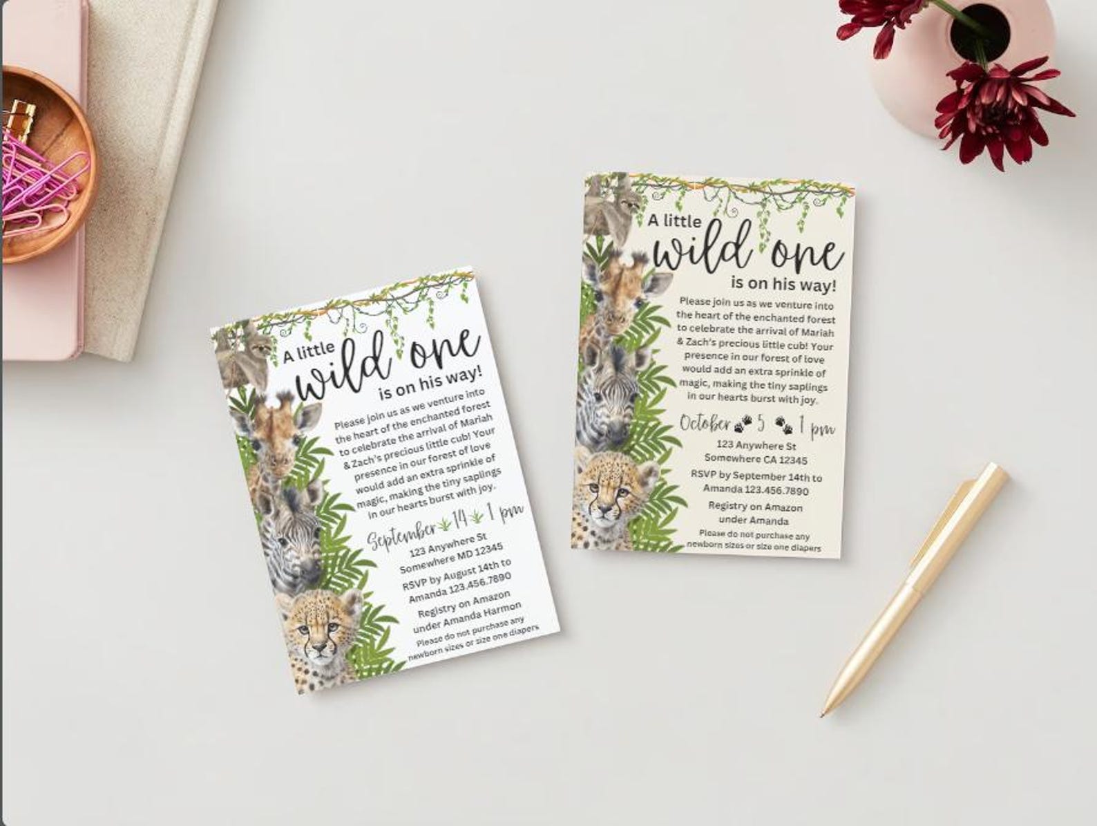 A Little Wild One - Jungle Theme Baby Shower Invitation - Safari Theme ...