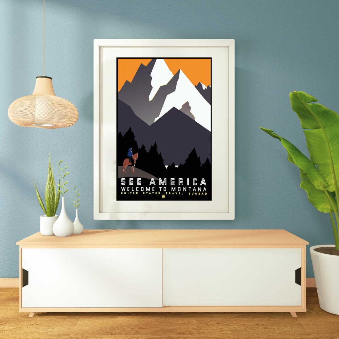 American Art Deco Vintage Travel Poster Wall Art Digital - Etsy