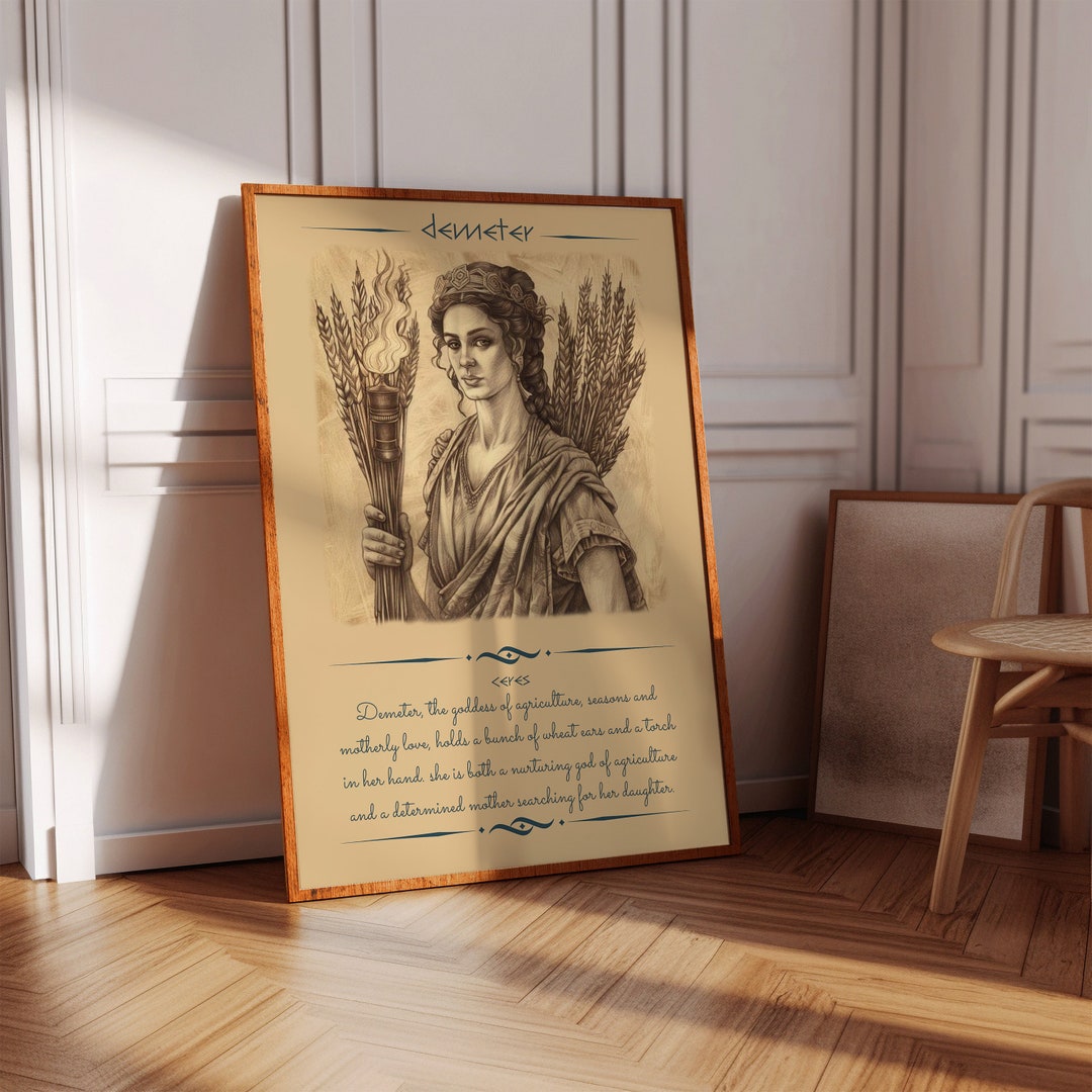Ancient Greek Goddess Demeter Poster, Greek Mythology Original Wall Art ...