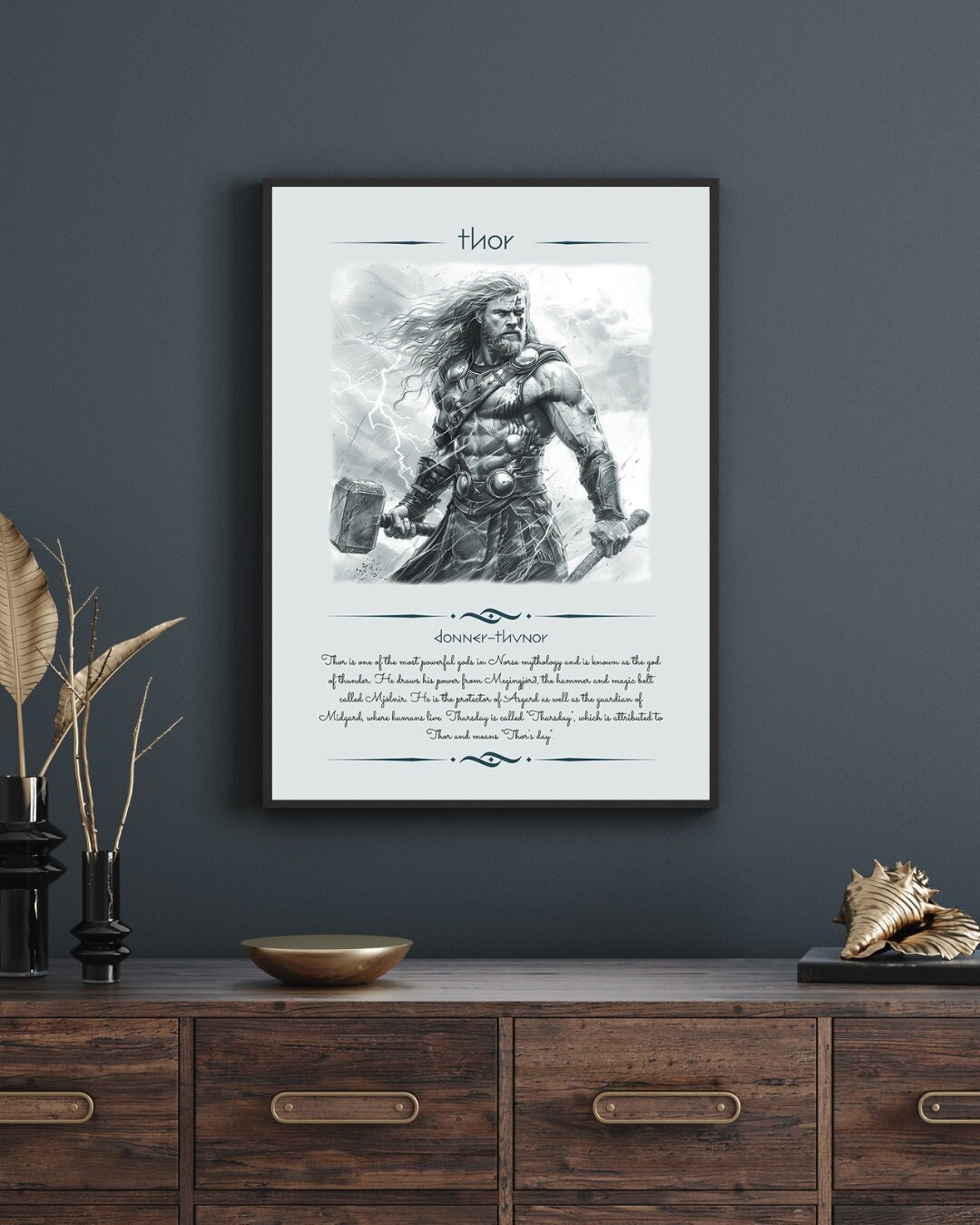 Mythology Thor Canvas Print Norse God Art Print Thor Printed Poster ...