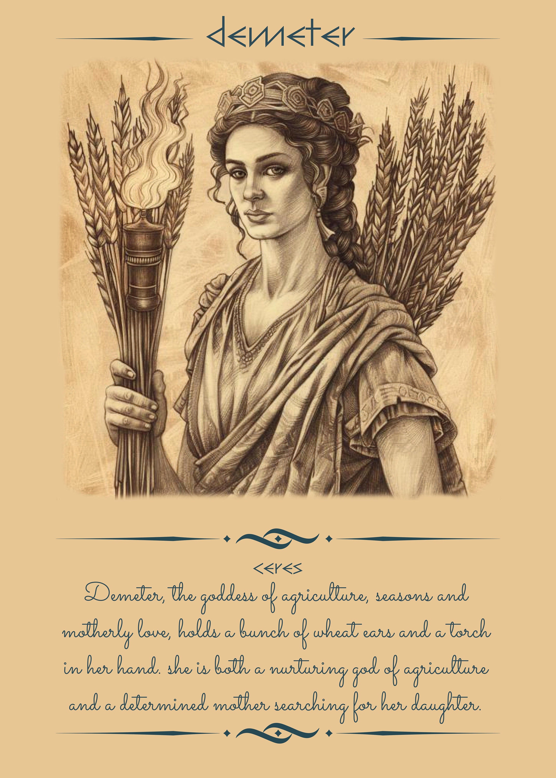 Greek Mythology Poster, Demeter Poster, Greek Mythology Art, Greek ...