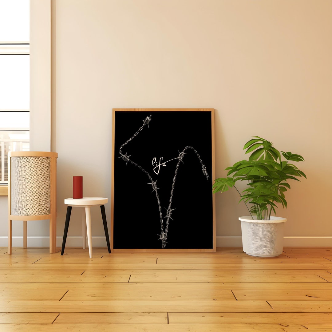 Barbed Wire Life Wall Art Framed Minimalist Barbed Wire Wall Art Framed ...