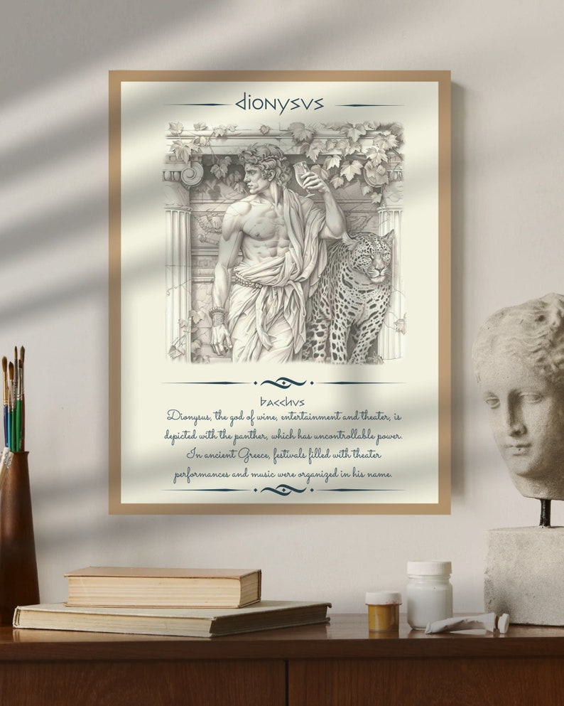 Framed Canvas Dionysus Wall Art - Goddess Art Print - Ancient Greek ...