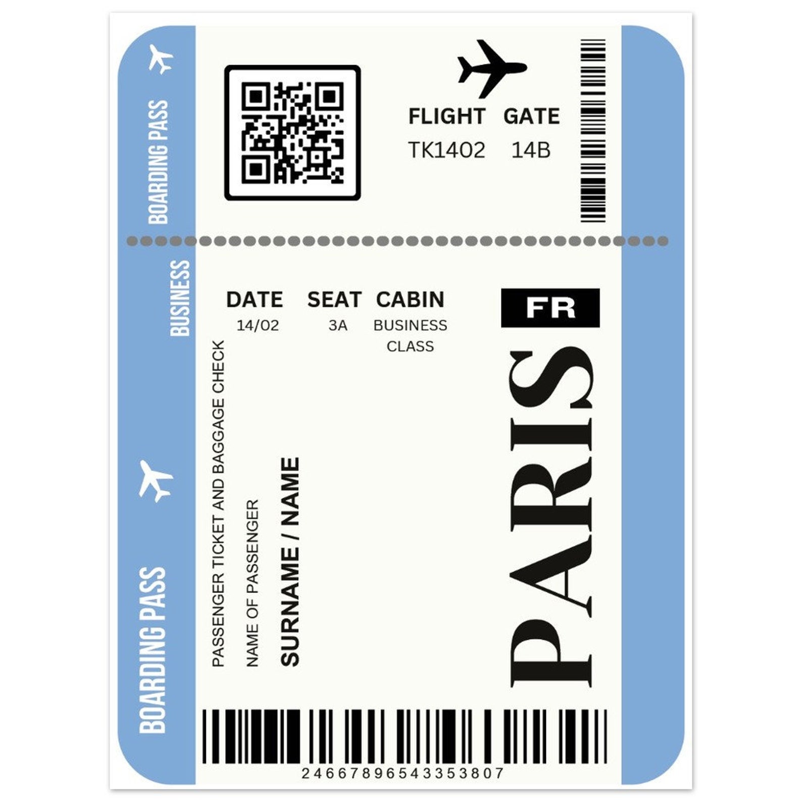 Flight Ticket Poster, Paris Flight Ticket Poster, Flight Ticket, Wall ...
